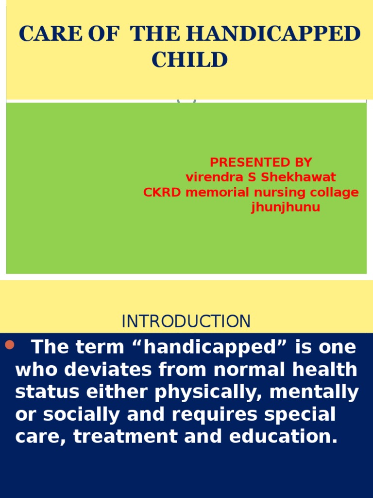 Care of Handicapped Child | PDF | Preterm Birth | Disability