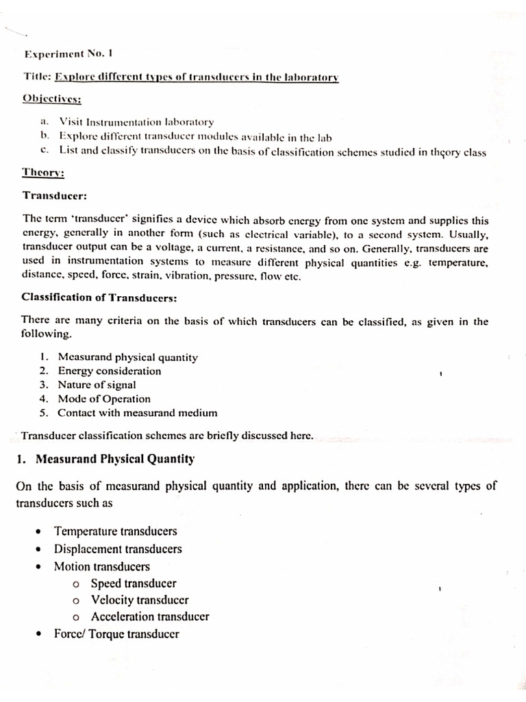 Types of Transducer | PDF