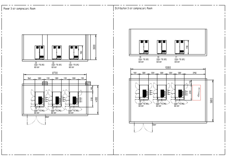 Power 3 and Distribution 3 Air Compressors Room Schematic Layout ...