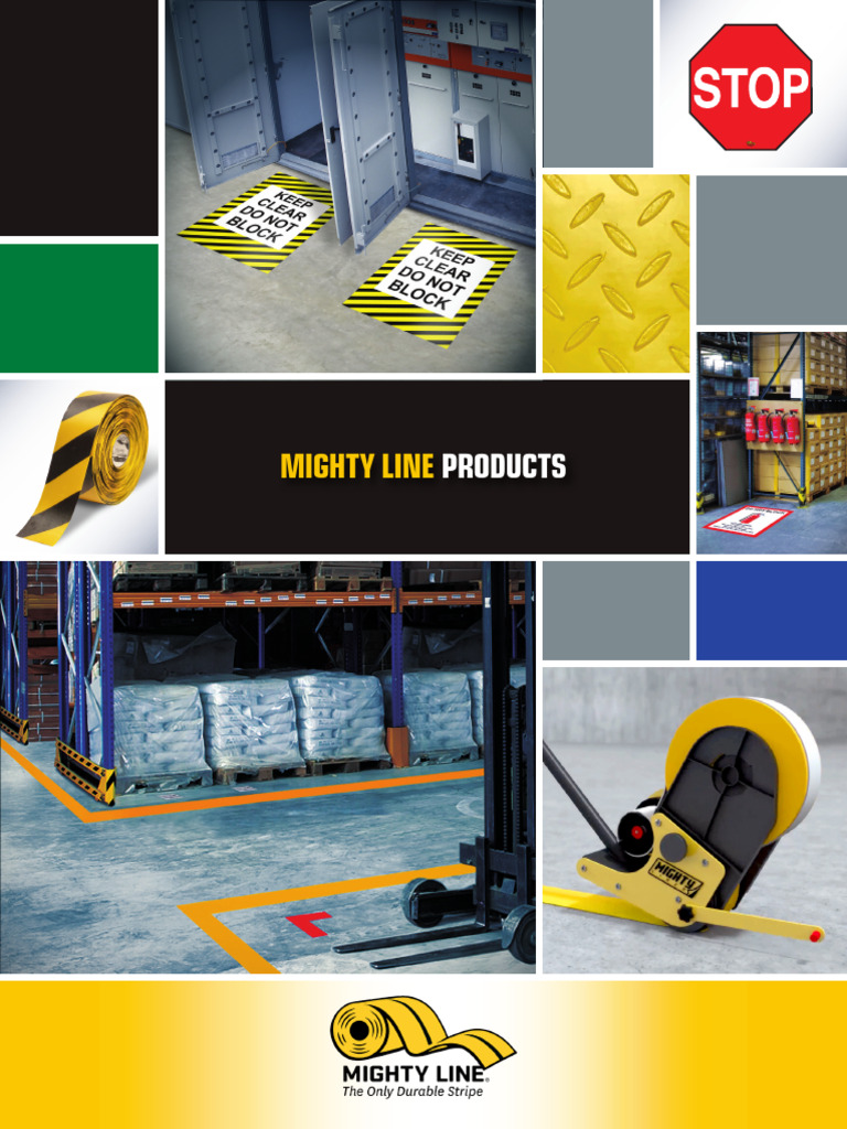00. MIGHTYLINE - Mighty Line Floor Tape Catalog[1] | PDF | Forklift | Yellow