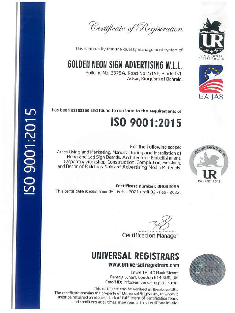 Iso Certificate 2022 | PDF