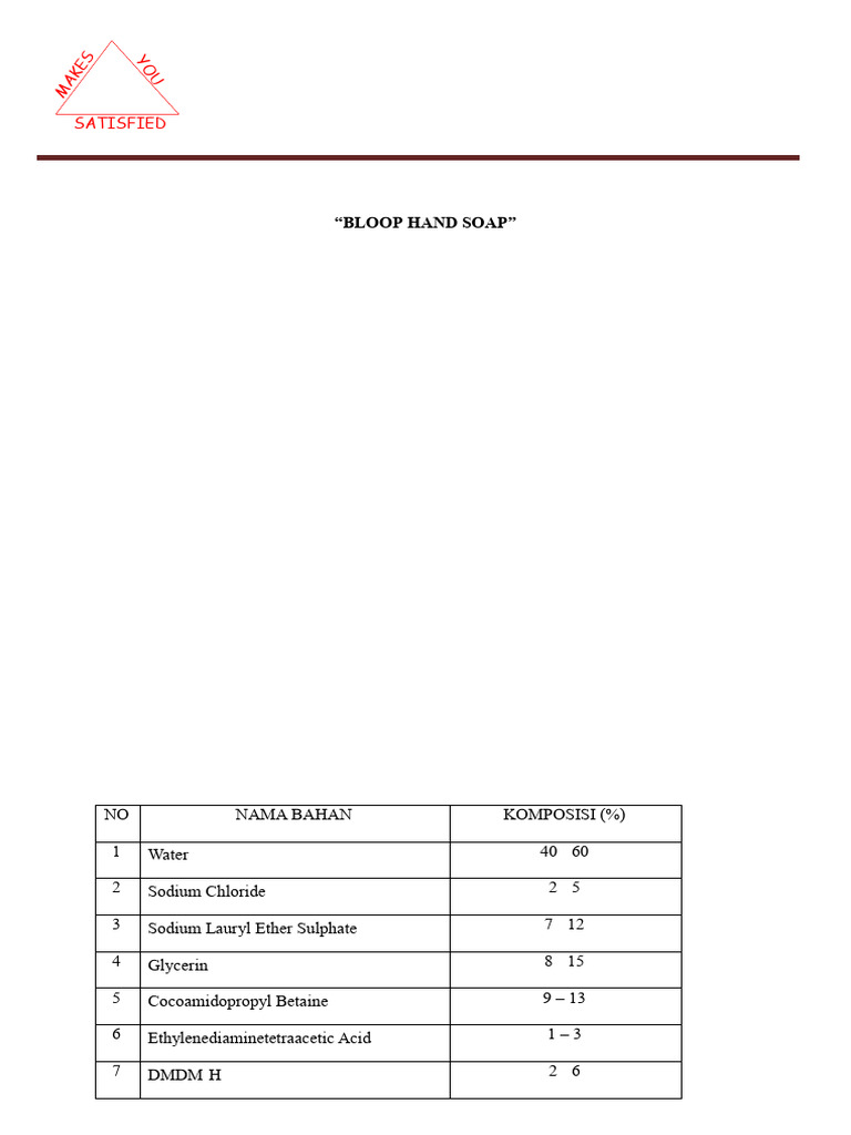 Lembar Data Keselamatan Bloop Hand Soap | PDF