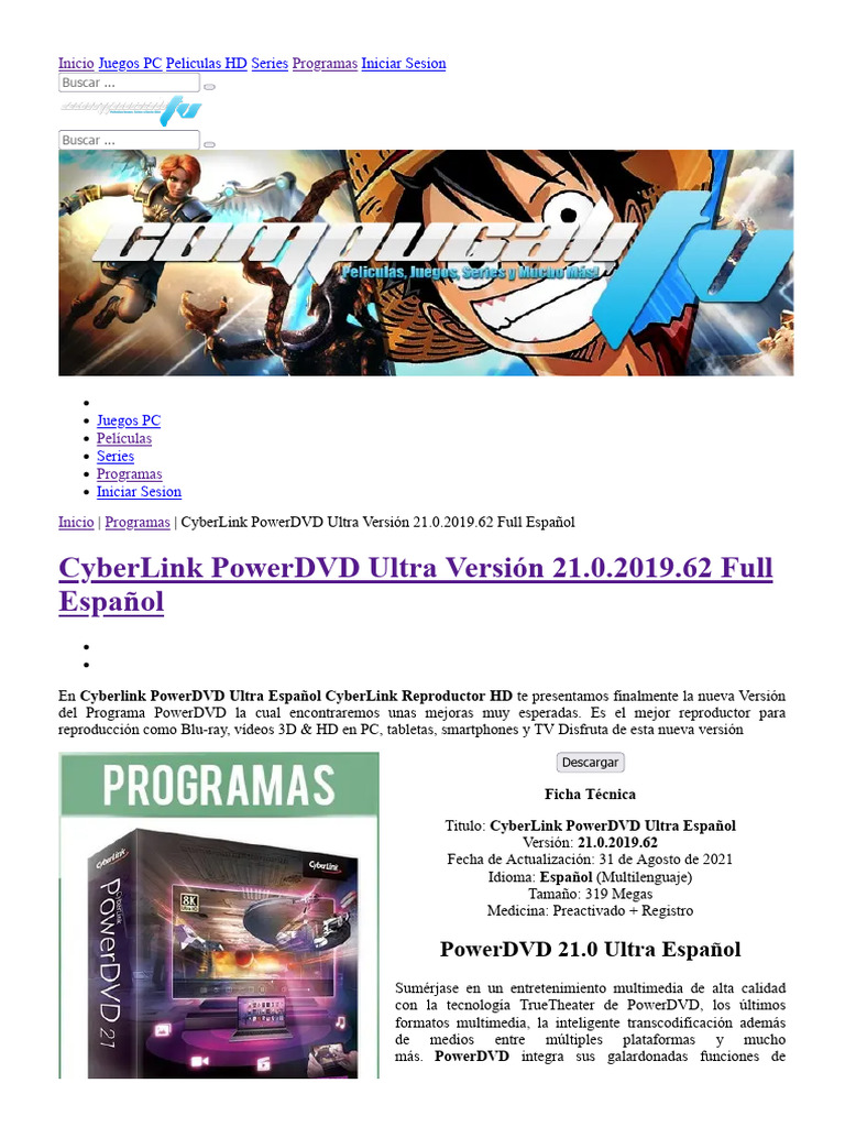 PowerDVD 21 Ultra: Reproductor HD Español | PDF | Televisión de alta ...