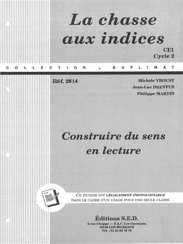 Chasse Aux Indices CE1 | PDF
