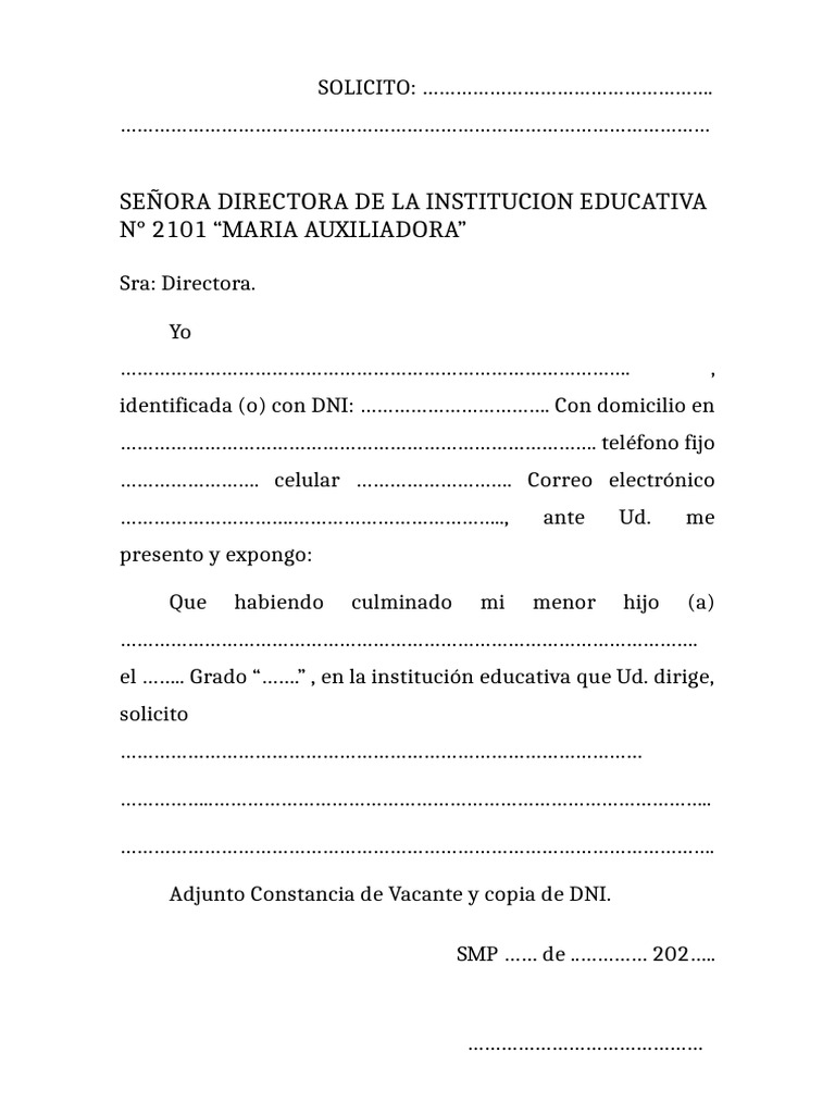 Solicitud de Retiro de Documentos Maria Auxiliadora | PDF