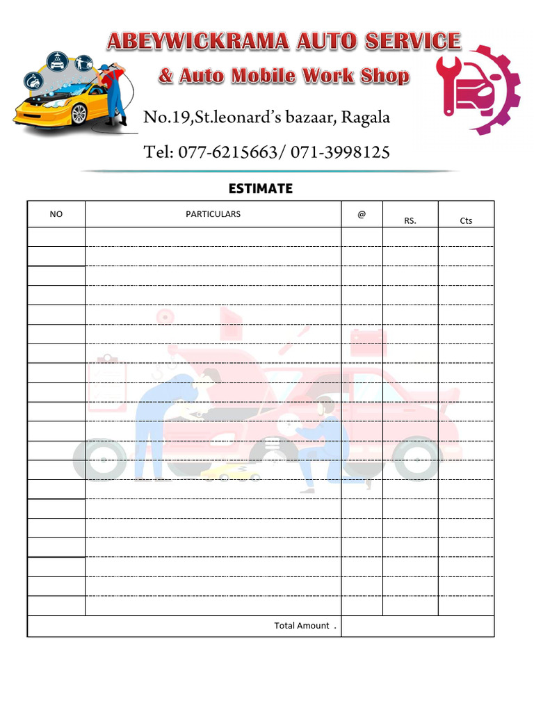 Estimate Breakdown and Total Amount | PDF