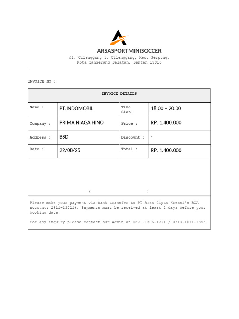 Arsa Minisoccer - Invoice | PDF