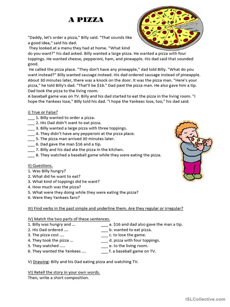 All About Pizza - Reading Comprehension | PDF