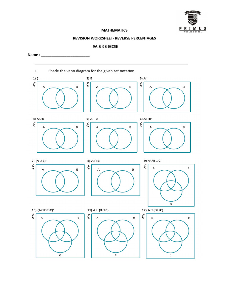 Sets Venn Diagrams | PDF