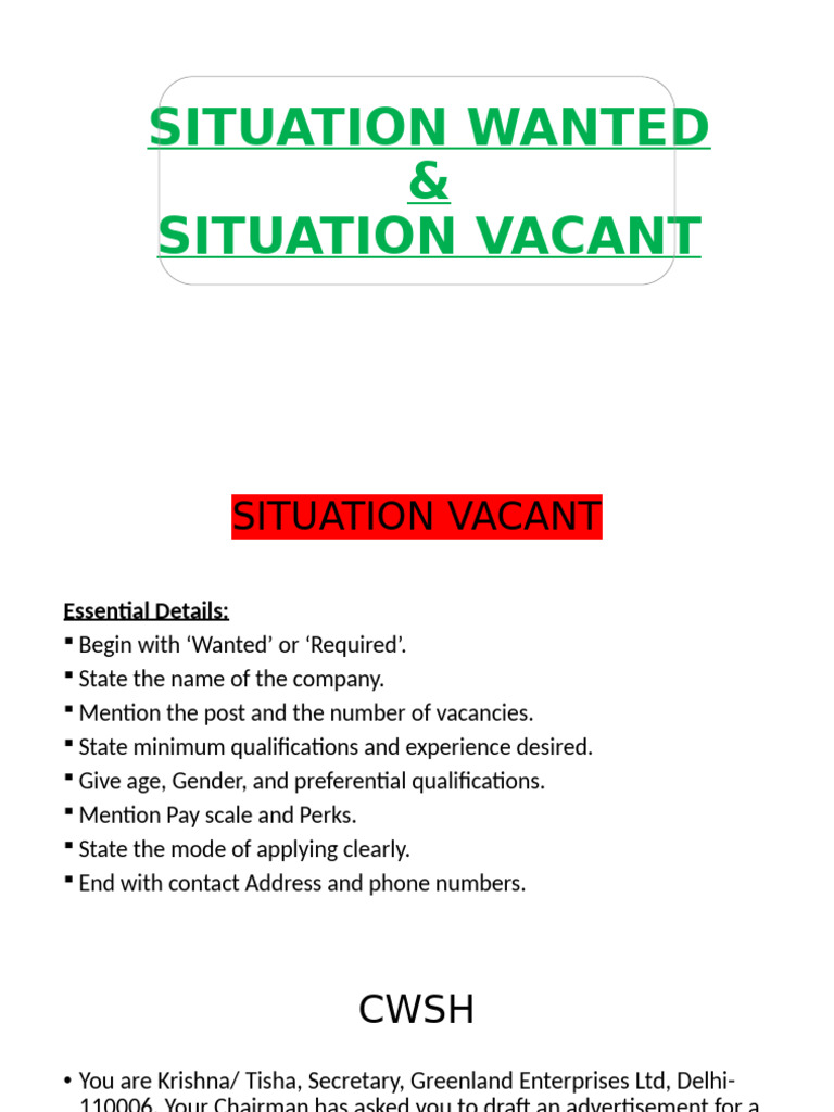 Understanding Situation Vacant/Wanted Ads | PDF