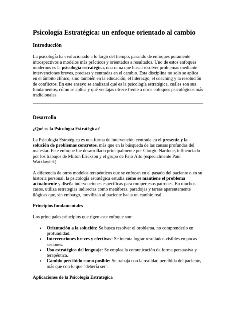 Psicología Estratégica | PDF | Sicología | Terapia