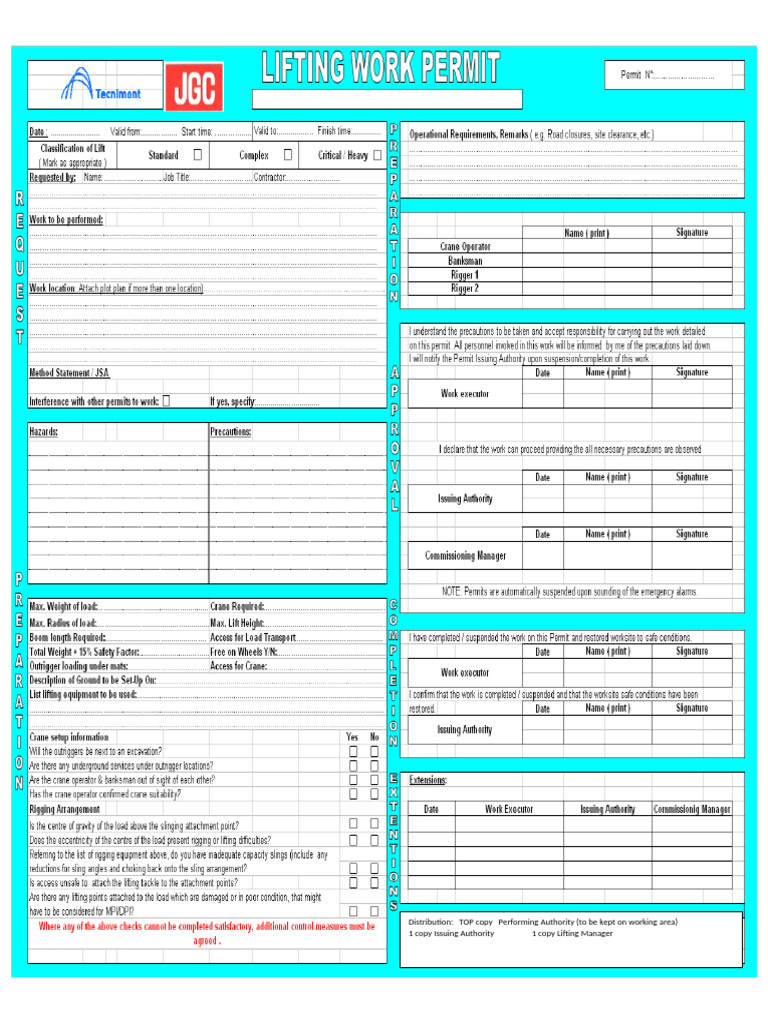 Lifting Permit | PDF
