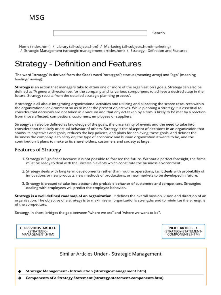 601 Strategic Management - Meaning and Important Concepts-1 | PDF ...