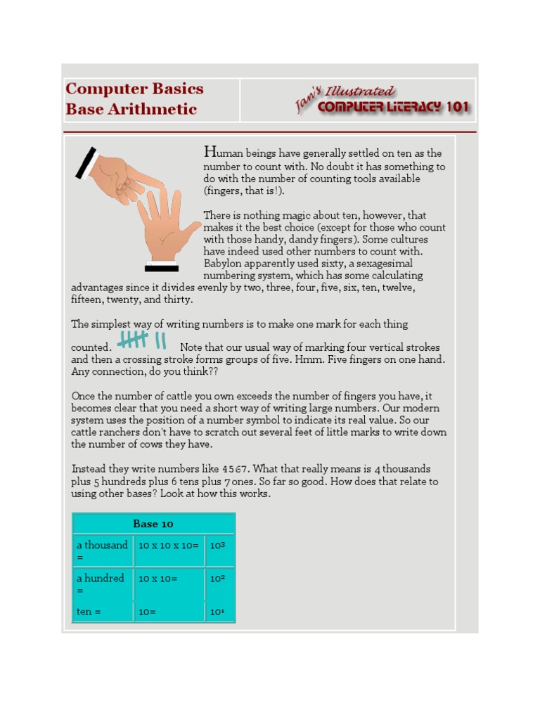Computer Basics Base Arithmetic | PDF | Notation | Mathematical Notation