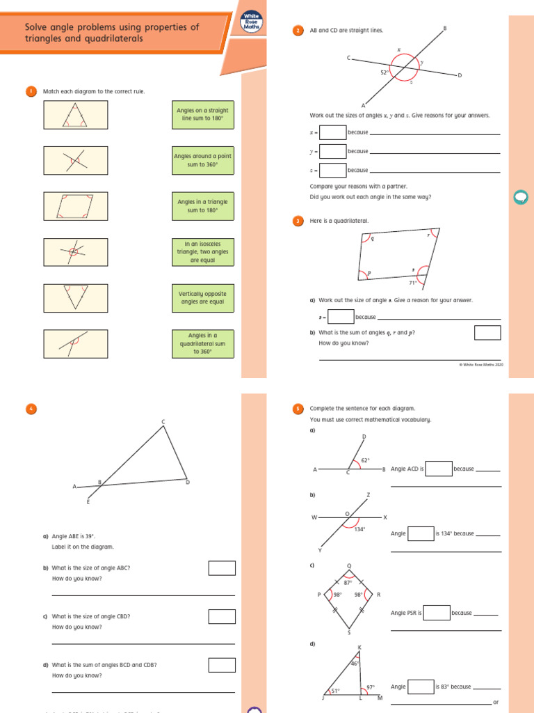 (466586) 18 Solve Angle Problems Using Properties of Triangles and ...
