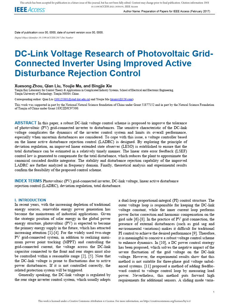 DC-Link Voltage Research of Photovoltaic Grid-Conn | PDF | Photovoltaic ...