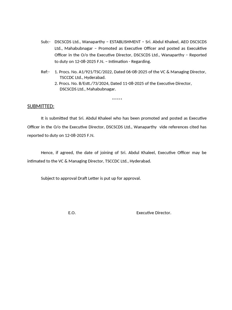 Letter To MD Khaleel | PDF