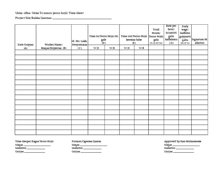 Time Sheet | PDF