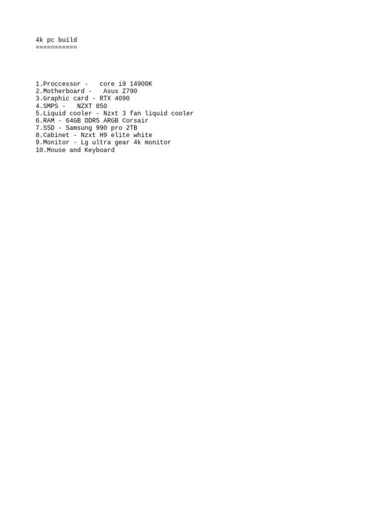 4k PC Build Configuration | PDF