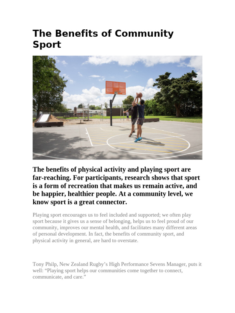 Benefits of Community Sports Engagement | PDF | Sports | Psychological ...