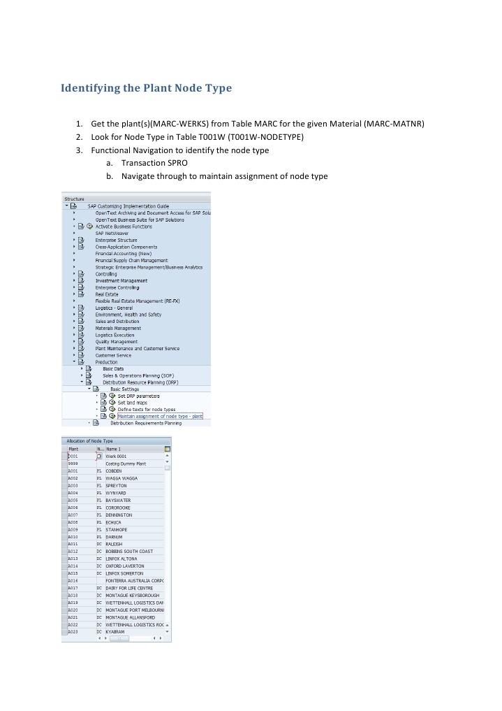 Identifying Node Types in T001W Table | PDF | Technology & Engineering