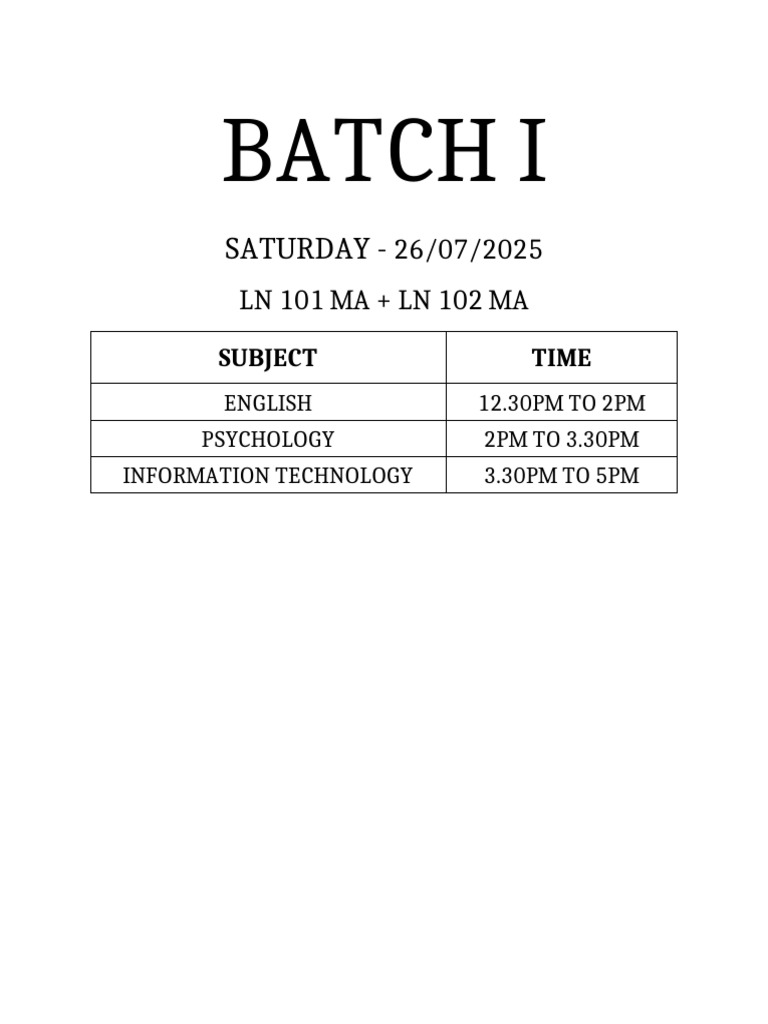 Batch I | PDF
