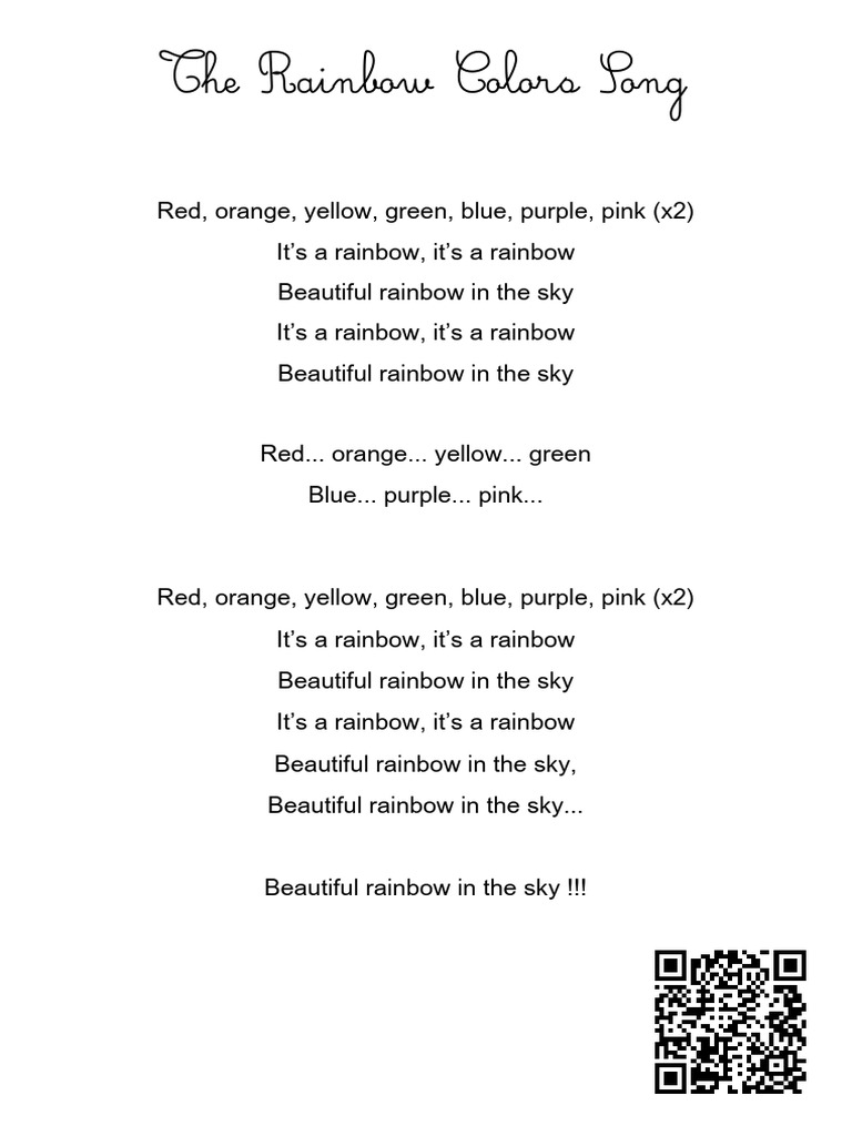 Rainbow Colors Song Lyrics | PDF