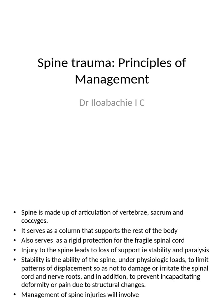 Spine Trauma Management Guidelines | PDF | Vertebra | Spinal Cord