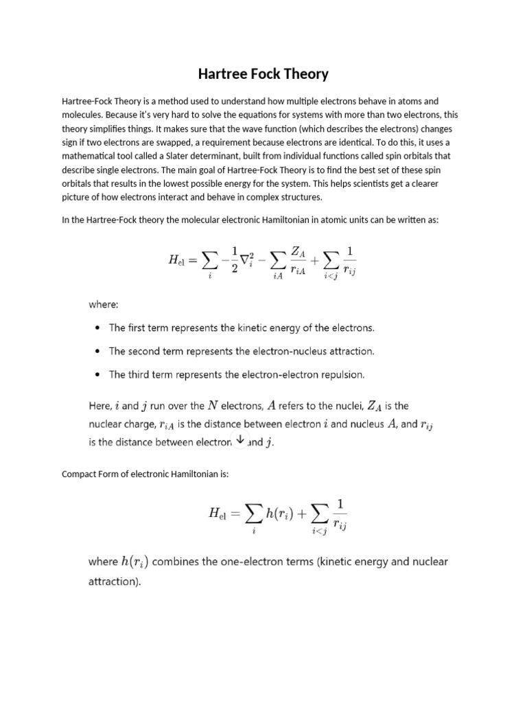 Hartree Fock Theory | PDF