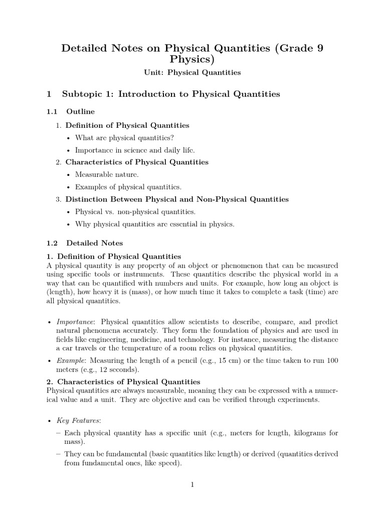 Understanding Physical Quantities in Physics | PDF | Quantity ...