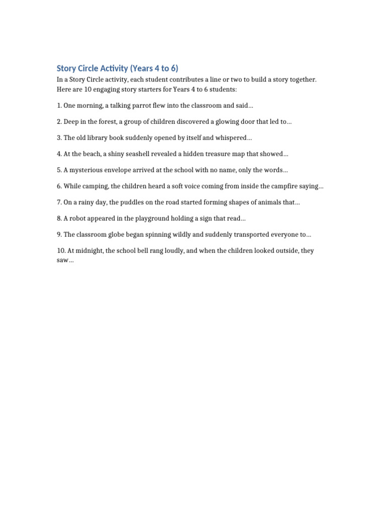 Story Circle Years4to6 | PDF