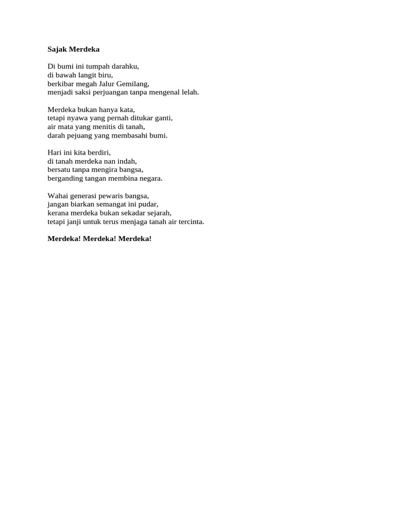 Sajak Kemerdekaan dan Perjuangan | PDF