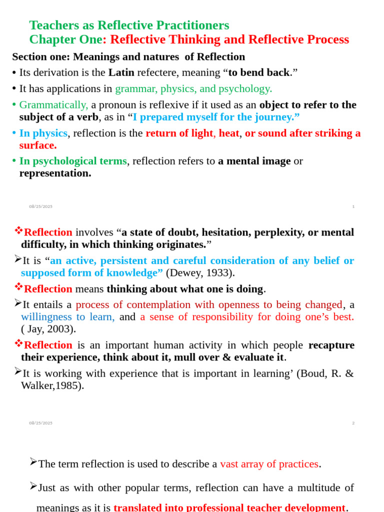 Reflection | PDF | Thought | Metacognition