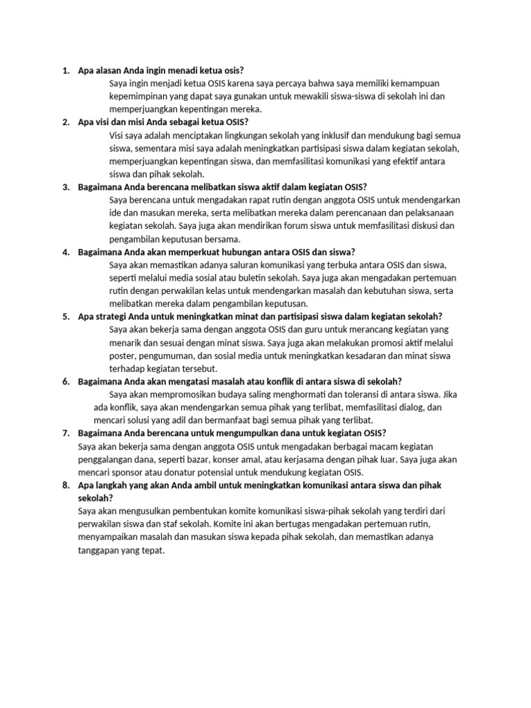 Visi Misi Osis 2025 | PDF