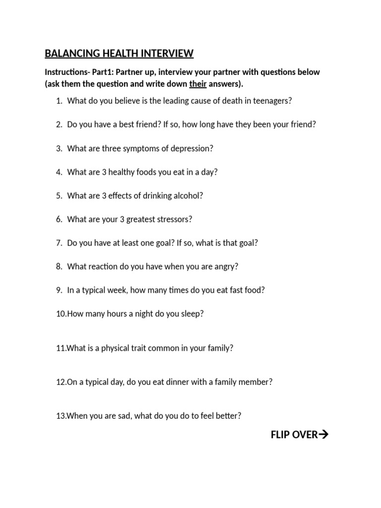 Balancing Health Interview | PDF