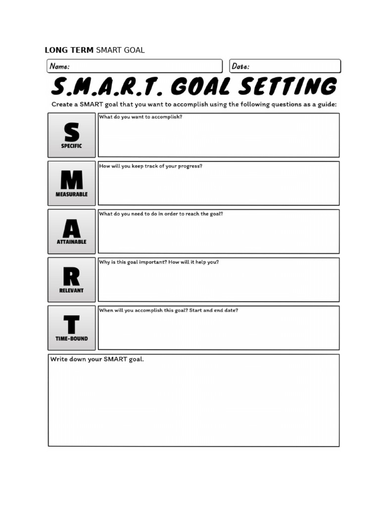 Long Term Smart Goal | PDF