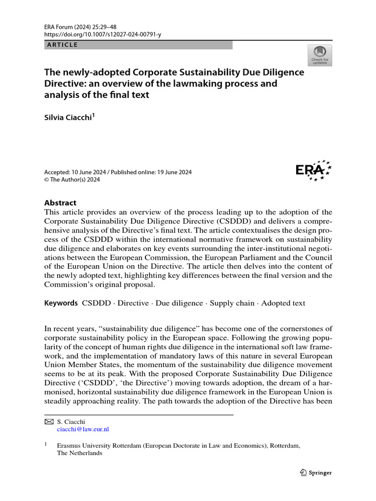 Overview of the CSDDD Adoption Process | PDF | Due Diligence | European ...