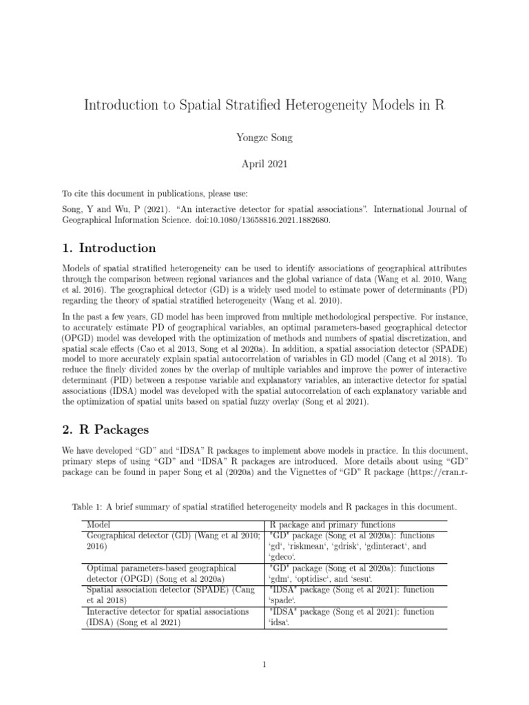 Spatial Heterogeneity Models in R | PDF | Spatial Analysis ...