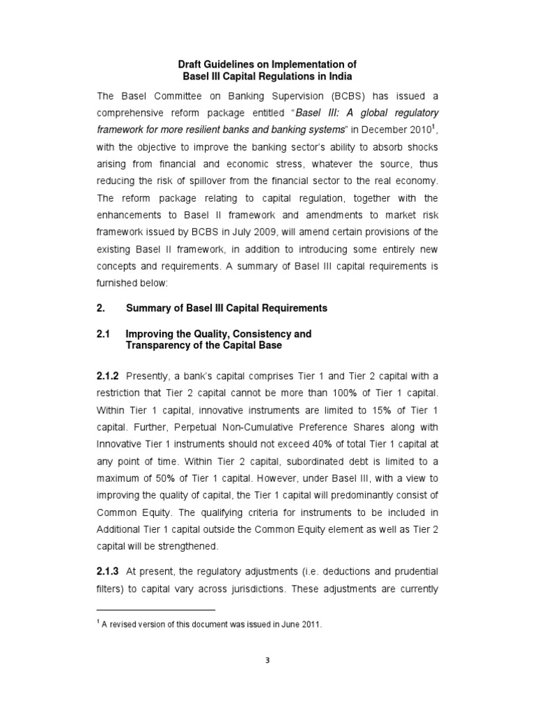 Basel III Capital Regulations Draft | PDF | Capital Requirement ...