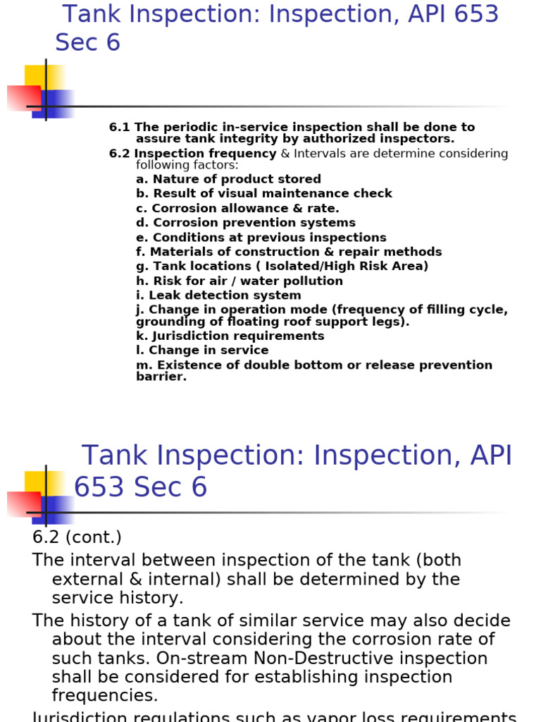 API 653 Tank Inspection Guidelines | PDF | Corrosion | Leak