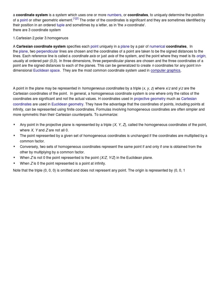 Understanding Coordinate Systems: Types & Uses | PDF | Teaching Methods & Materials | Computers