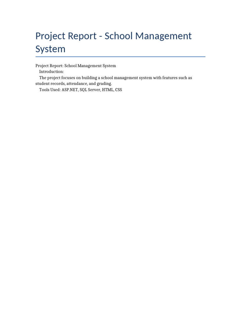 Project Report - School Management System | PDF