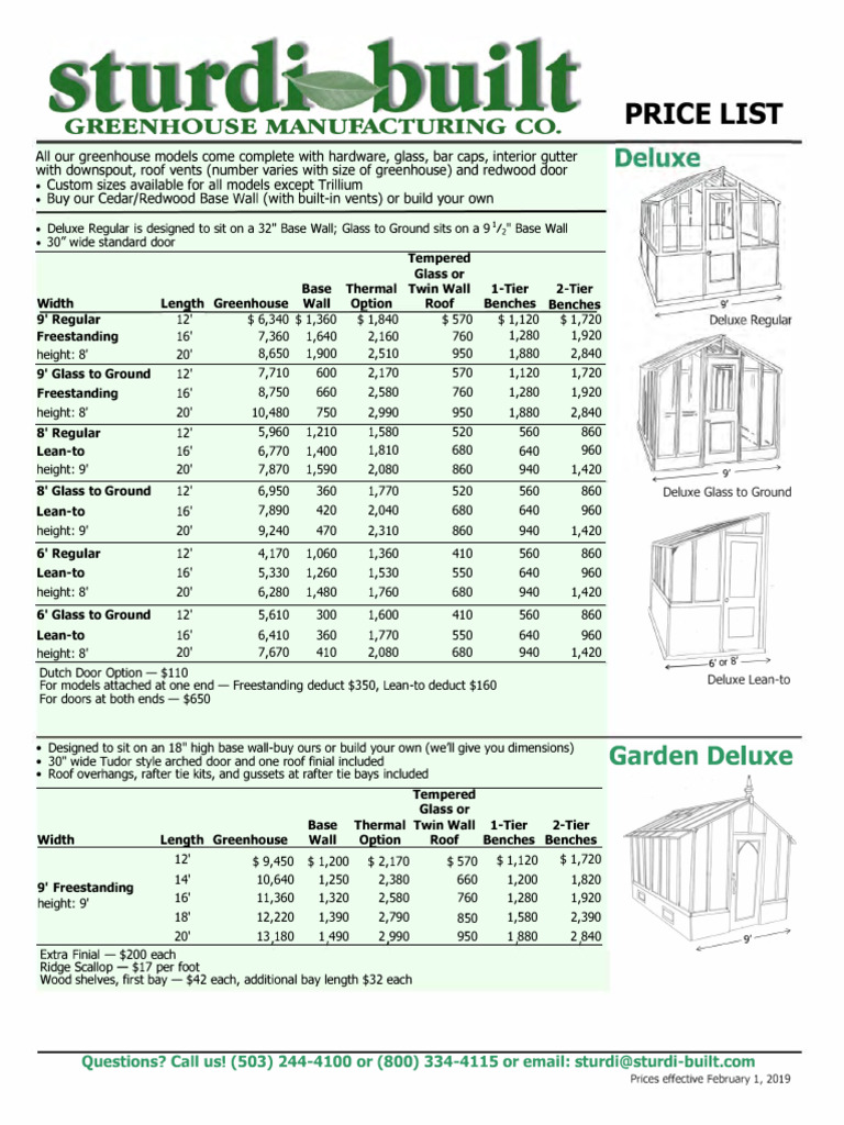 Sturdi Built Greenhouse Pricing Guide | PDF | Building Engineering ...