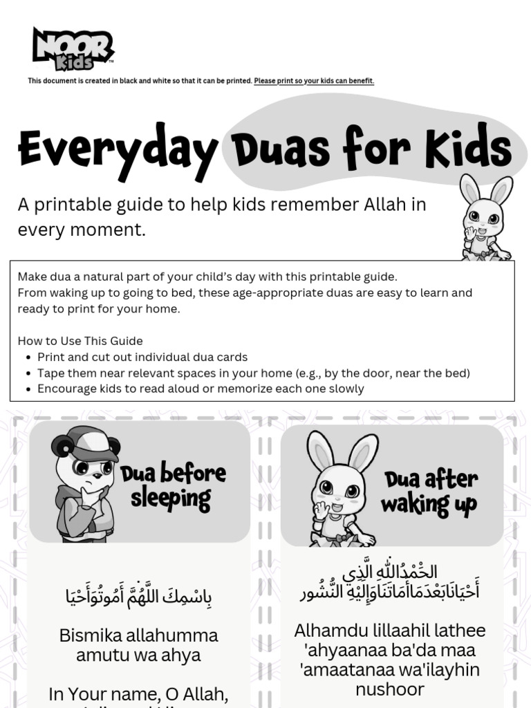 Printable Daily Duas for Kids | PDF | Religious Faiths | Monotheism