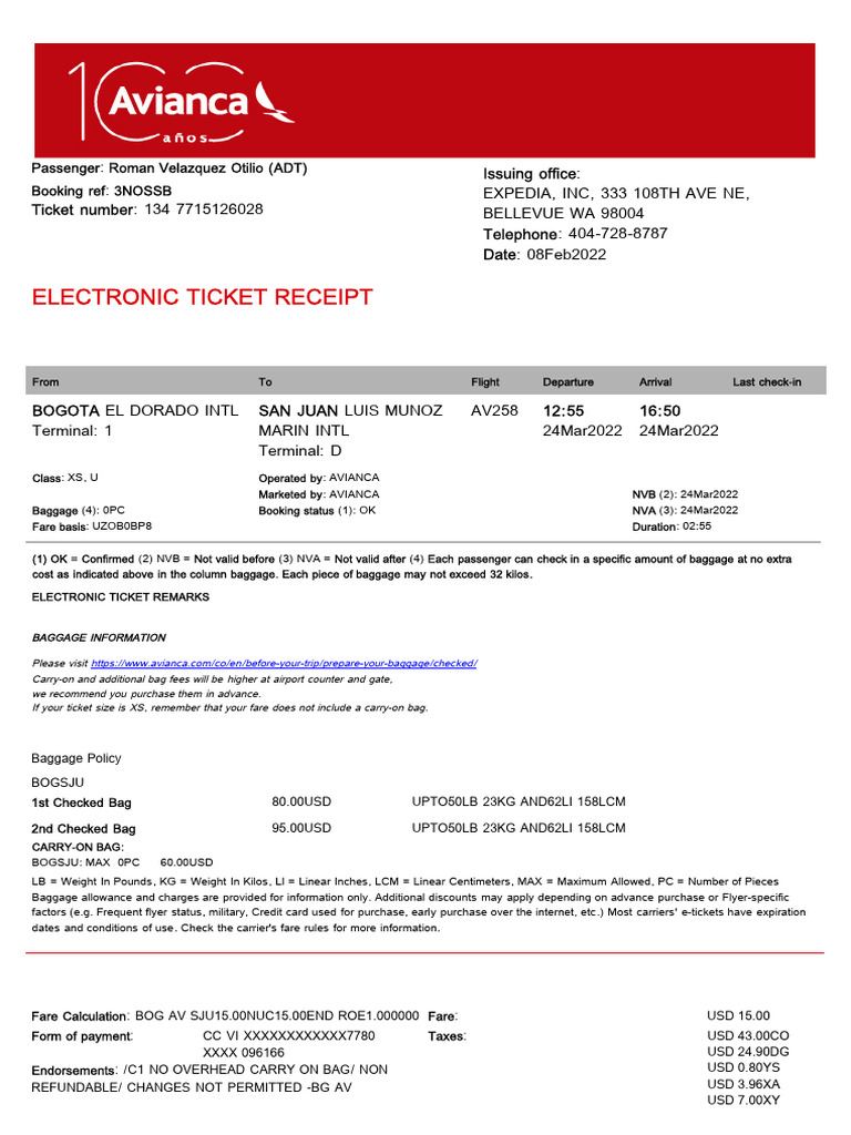 Your Electronic Ticket-EMD Receipt | PDF