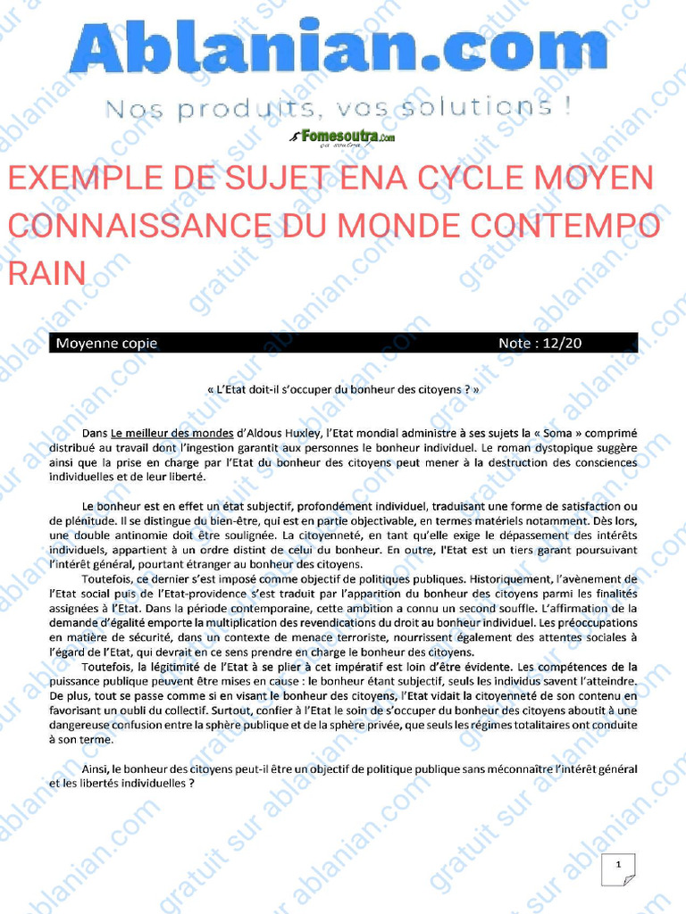 Ena Sujet CMC Cycle Moyen 2nd Tour by Tehua | PDF