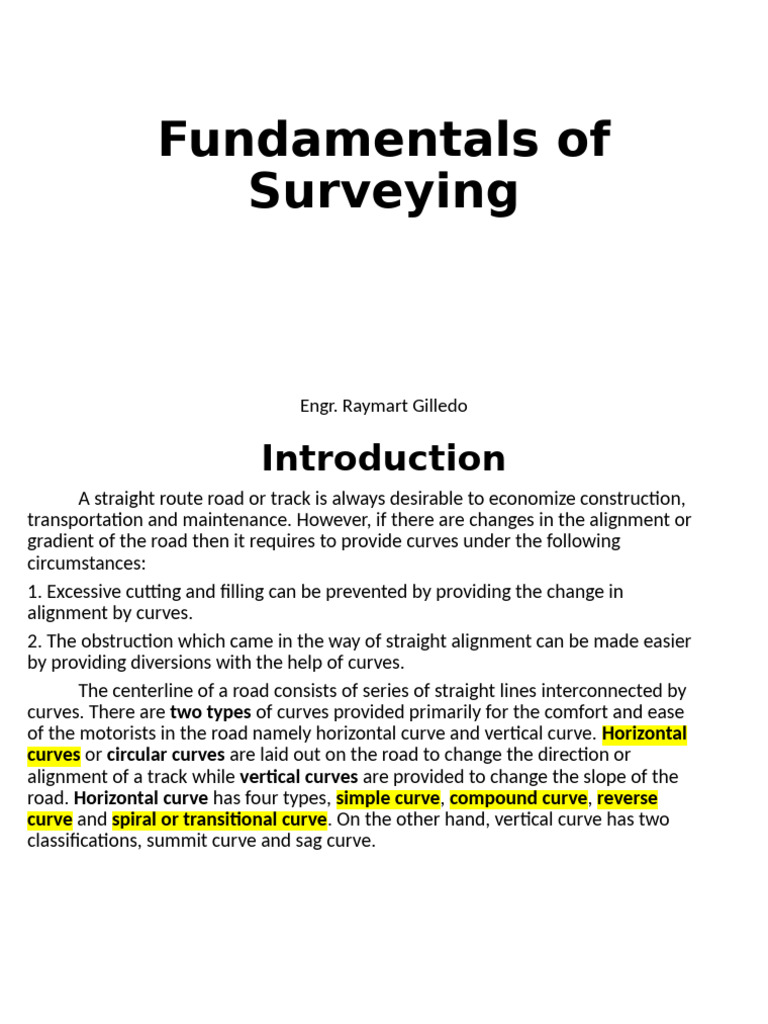 Simple Curve Fundamentals in Surveying | PDF | Angle | Tangent