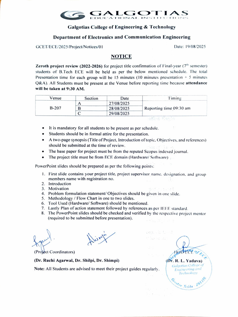 Project Zeroth Review - 7th Sem Notice - 1 | PDF | Engineering | Electronic Engineering
