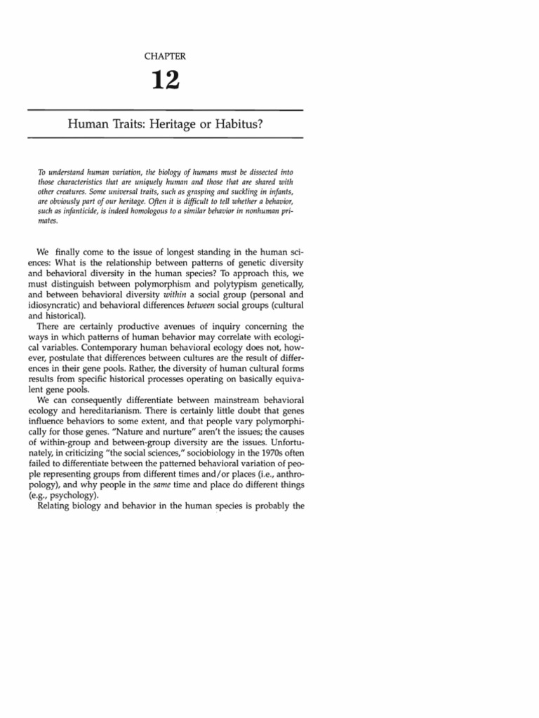 Human Traits: Heritage vs. Habitus | PDF | Evolution | Species
