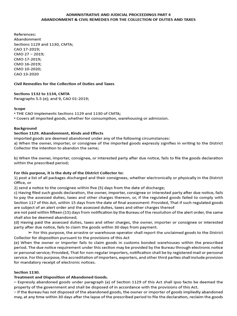 Abandonment and Civil Remedies Overview | PDF